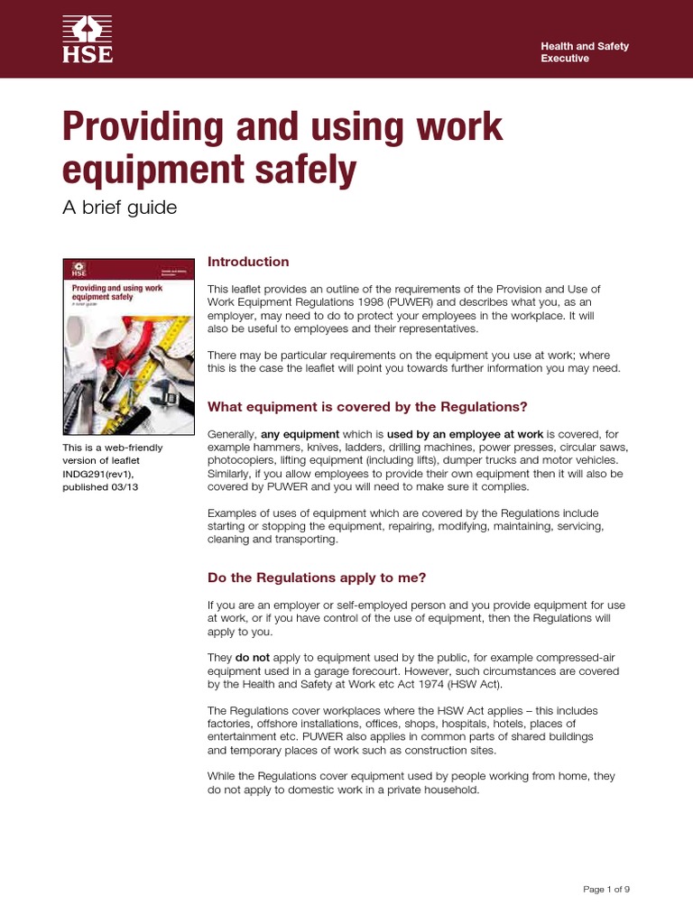 PUWER 1998 | Occupational Safety And Health | Safety