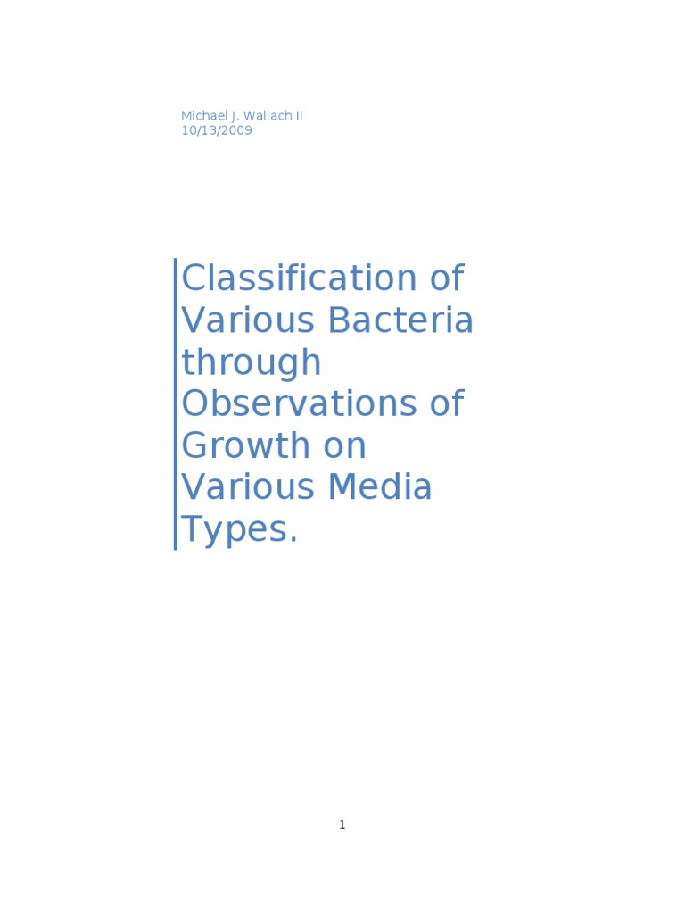 Bacterial Classification via Media Testing | PDF | Growth Medium ...