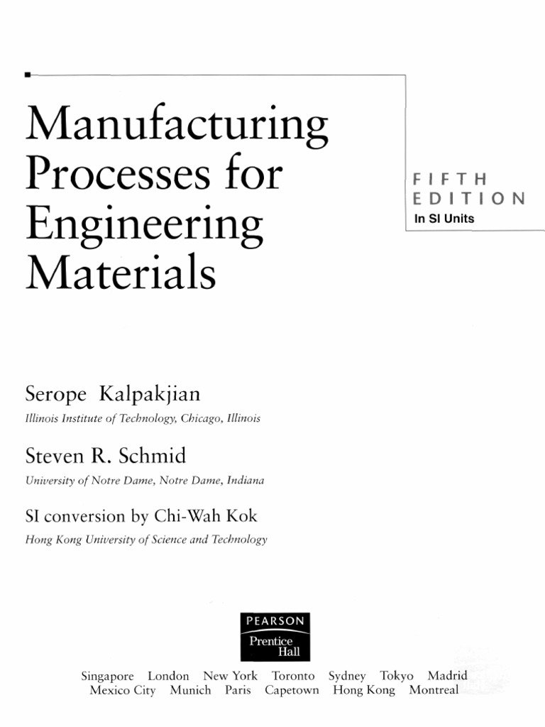 Manufacturing Processes For Engineering Materials | PDF ...
