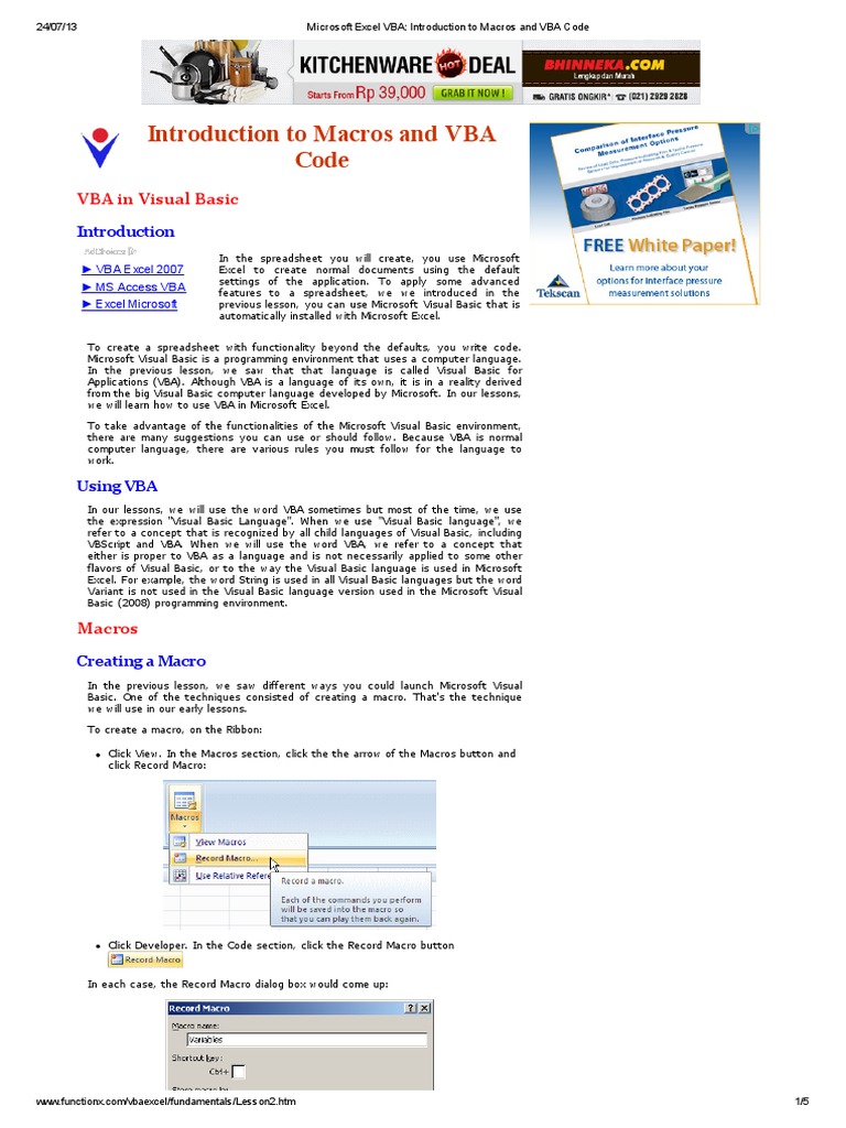 MS. Excell VBA-#2, July 24, 2013 | PDF | Visual Basic For Applications ...