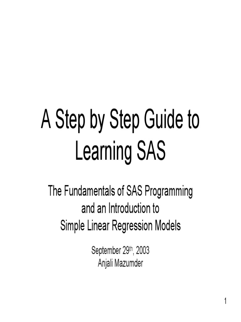 A Step by Step Guide To Learning SAS | PDF | Sas (Software) | Errors ...