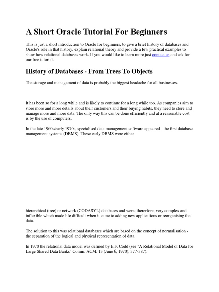 Oracle For Beginners | PDF | Sql | Databases