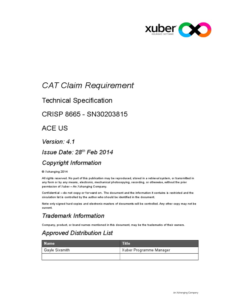 ACU CRISP 8865 CAT Claim Requirements Implementation Document | PDF ...