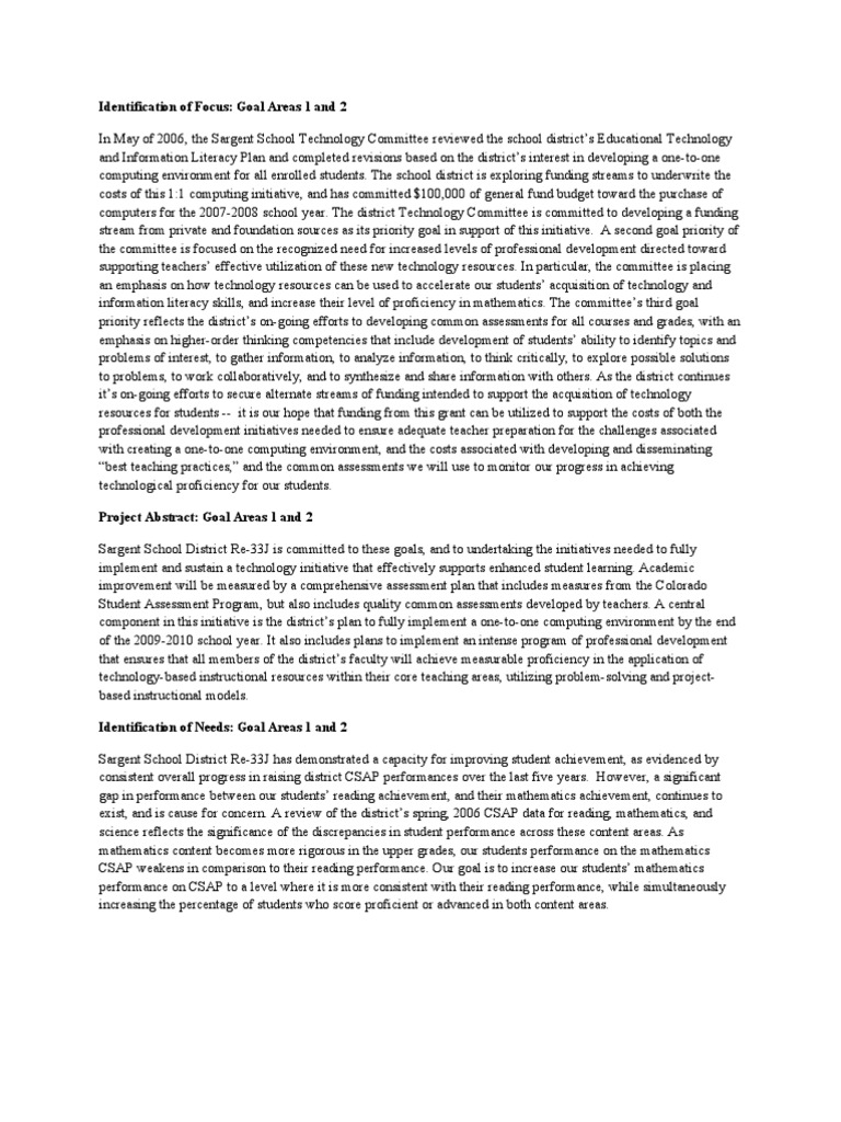 EETT Sargent Application Narrative | PDF | Project Based Learning ...