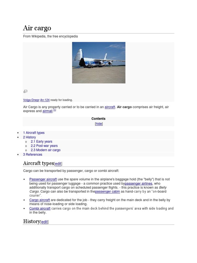 Air Cargo: Aircraft Types | PDF | Aeronautics | Aircraft