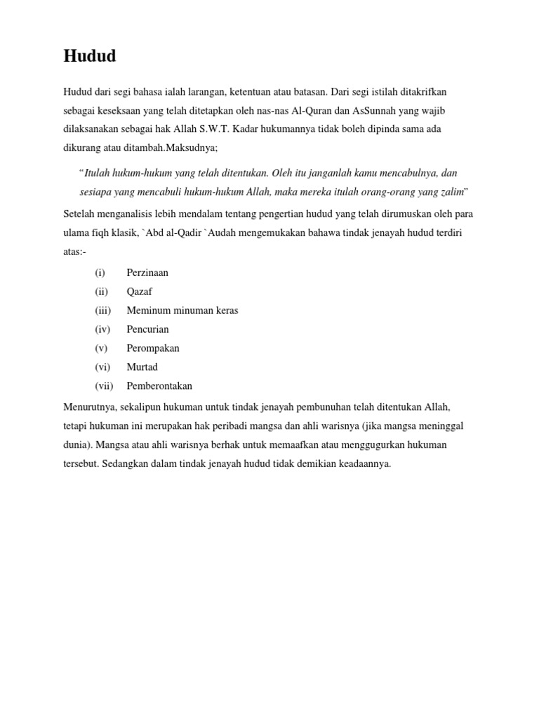 Hudud Dan Hukum Hukumnya | PDF
