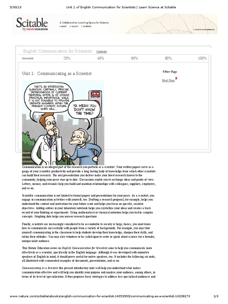 Communicating As A Scientists | PDF | Scientist | English Language