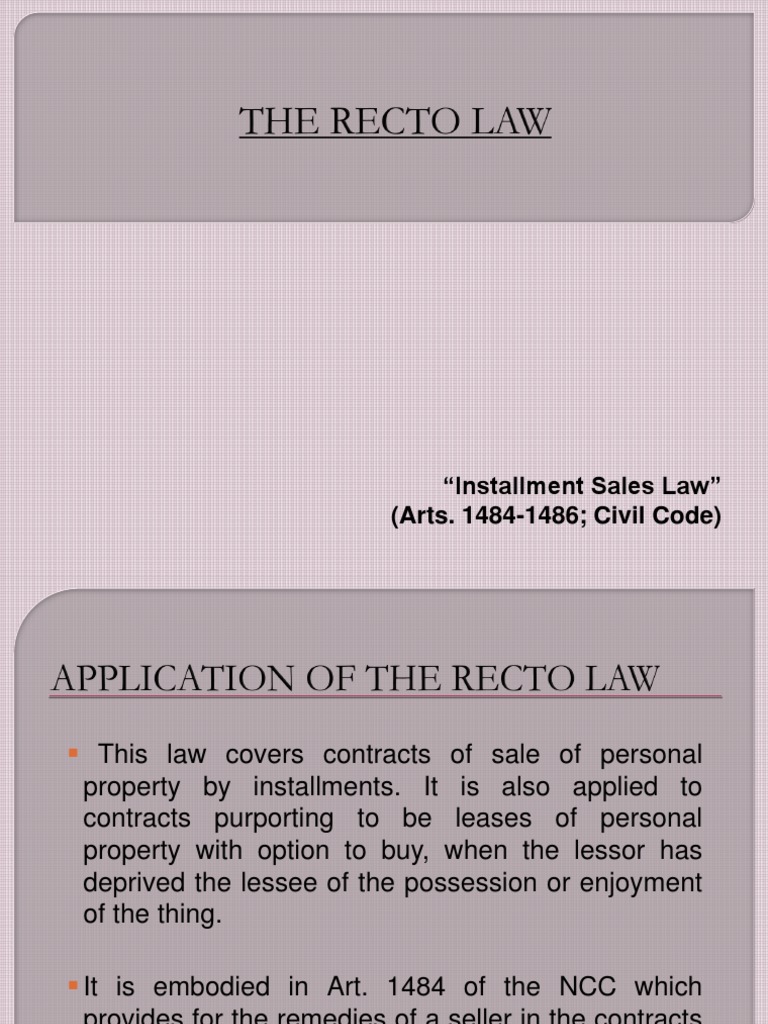 The Recto Law | PDF | Foreclosure | Lease