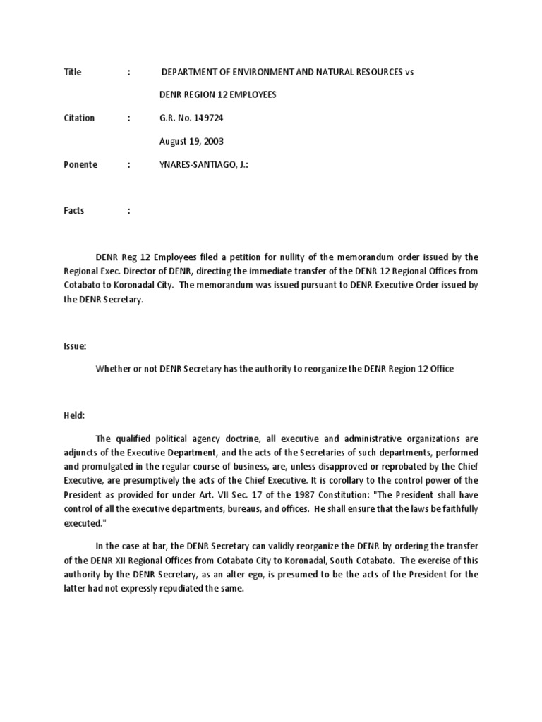 DENR vs Region 12 Employees Case | PDF | Finance & Money Management ...