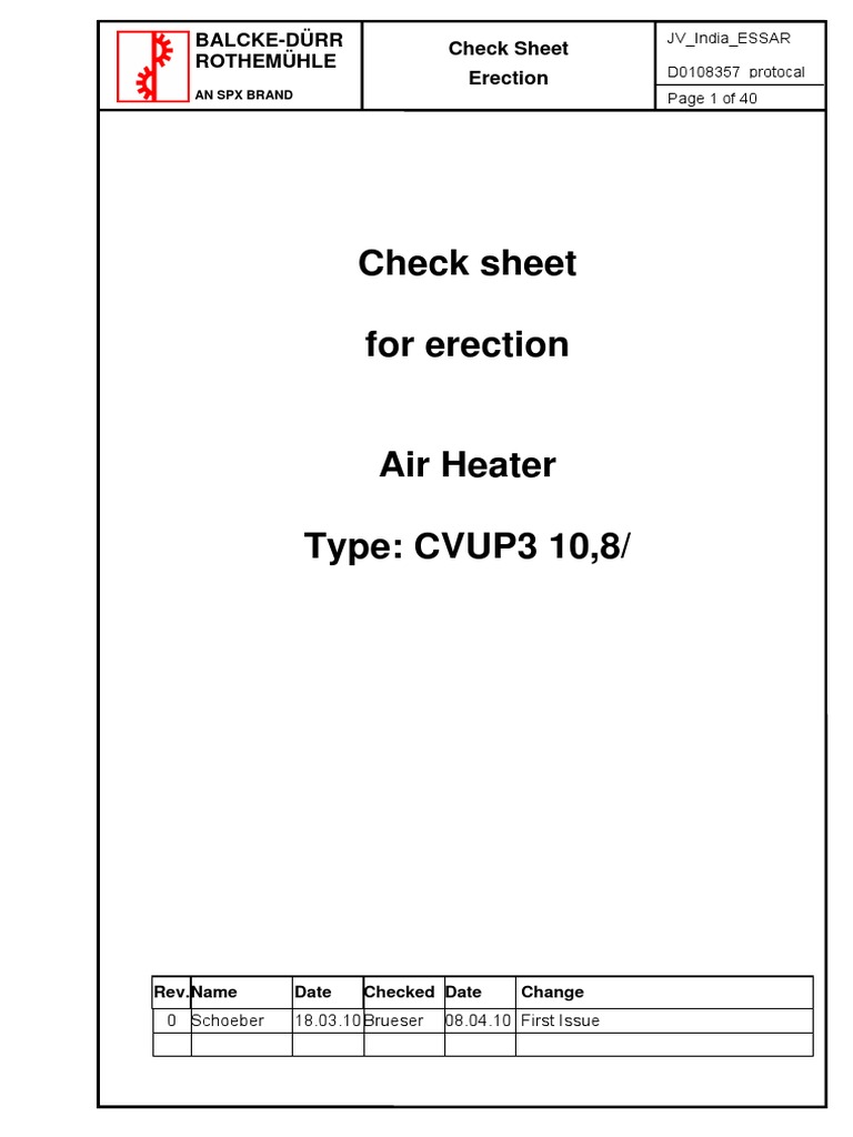 E04 D0108357 Check Sheet | PDF | Gas Technologies | Mechanical Engineering