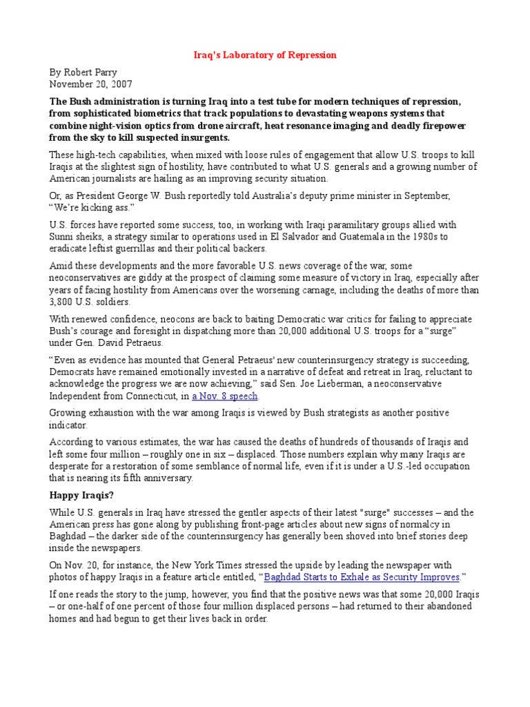 Iraq's Laboratory of Repression | PDF | George W. Bush | American ...