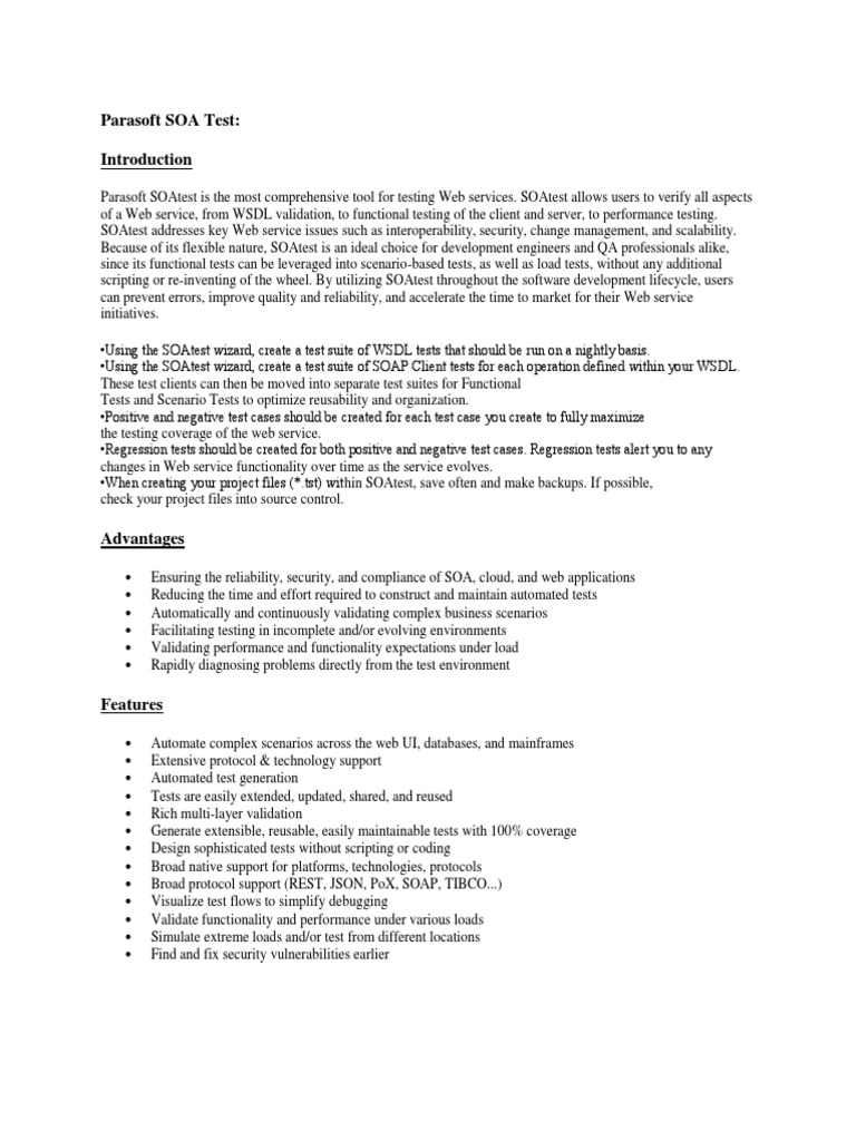 Parasoft SOA Test | PDF | Web Service | Soap
