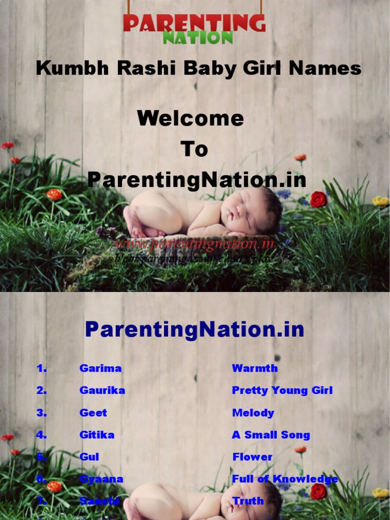 Kumbh Rashi Baby Girl Names With Meanings PDF Childhood Family