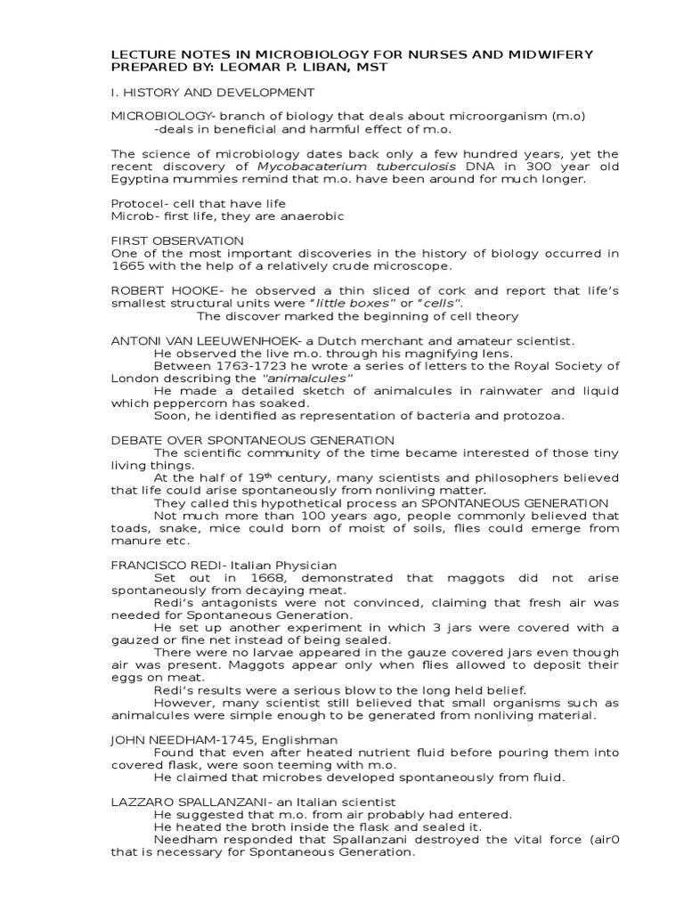 Lecture Notes in Microbiology For Nurses and Midwifery | PDF | Louis ...