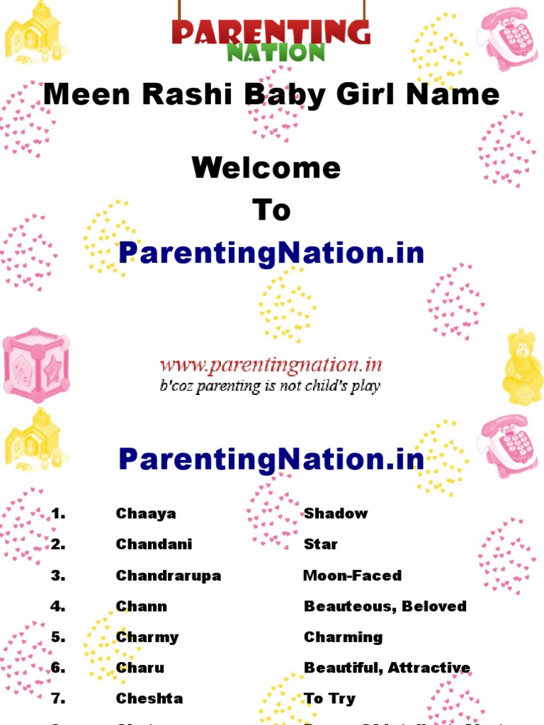 Meen Rashi Baby Girl Names With Meanings | PDF