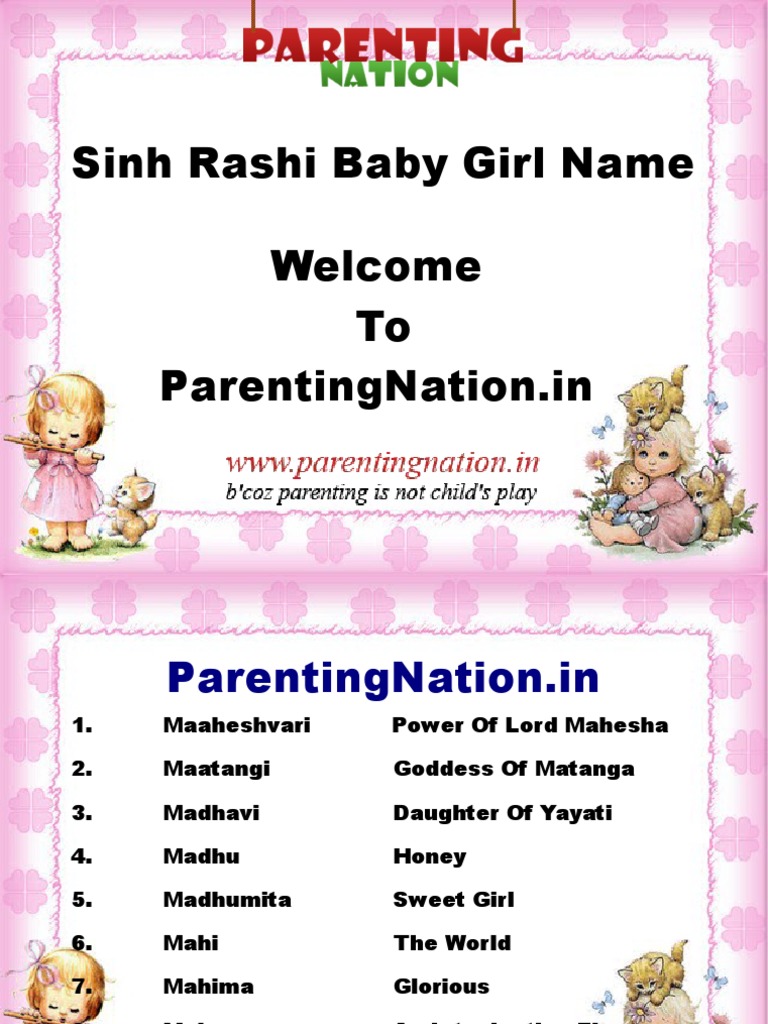 Sinh Rashi Girl Names | PDF | Human Development | Family