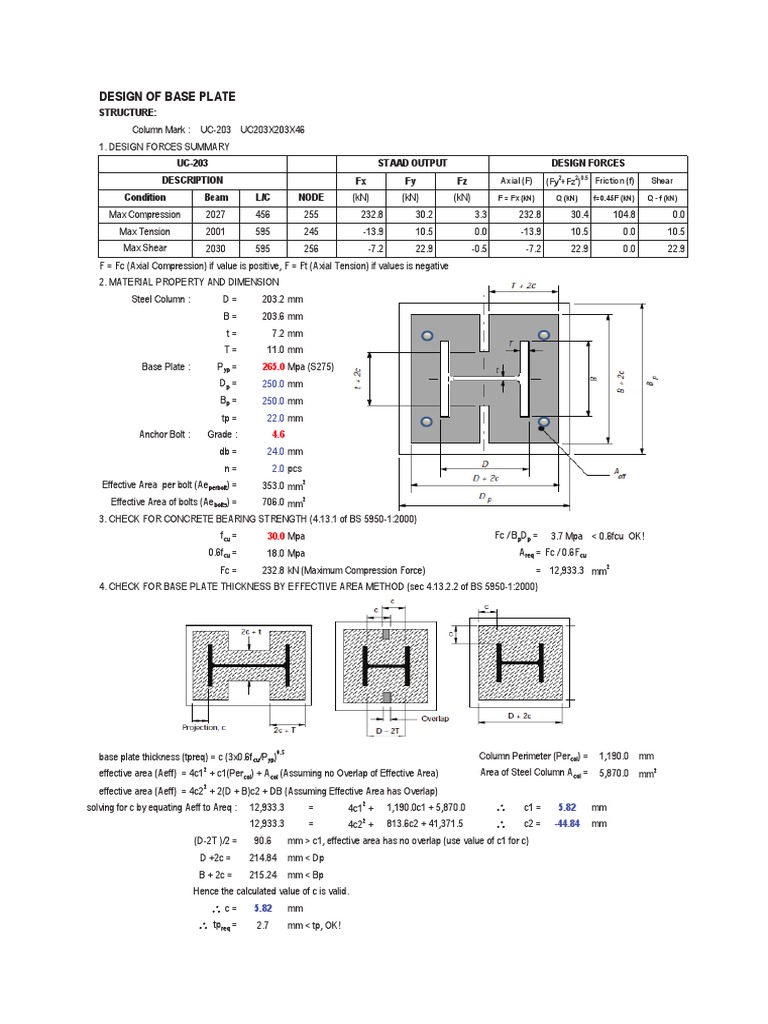 Design of Base Plate For BS5950 | PDF | Screw | Materials