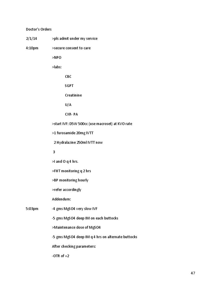Doctor's Orders for Patient Care | PDF