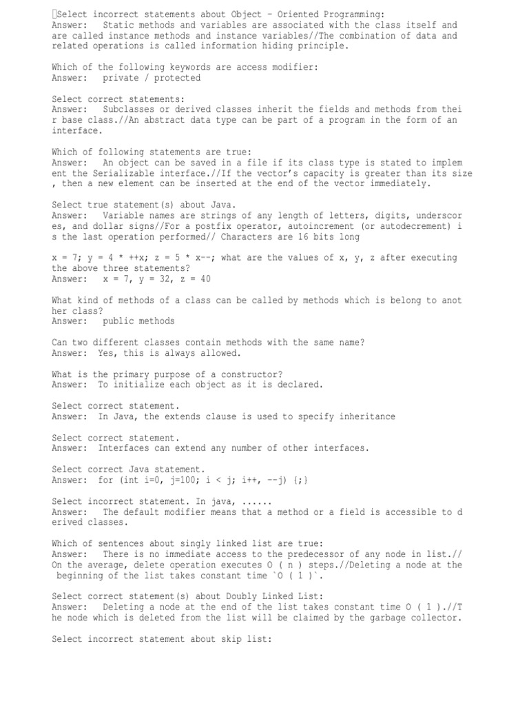 Dsa Quiz Pdf Inheritance Object Oriented Programming Class Computer Programming
