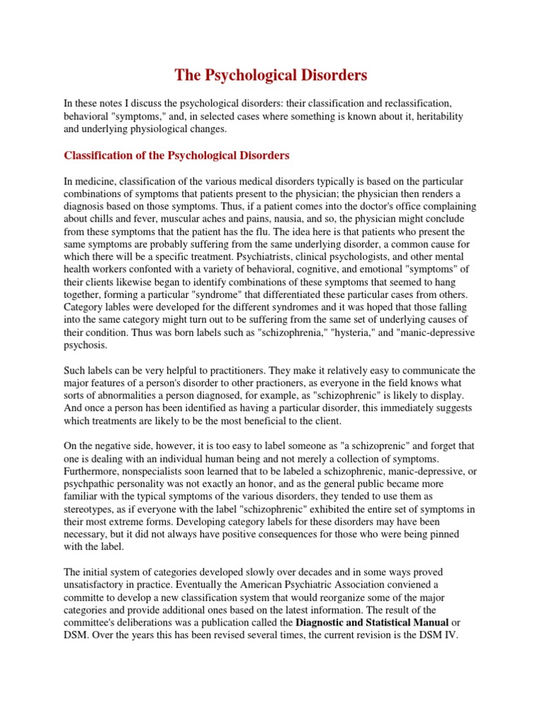 Overview of Psychological Disorders | PDF | Mental Disorder | Substance ...