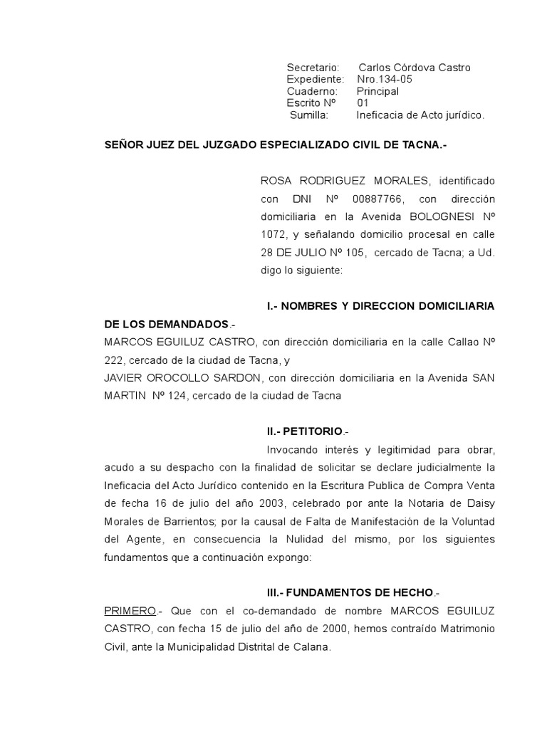 Ineficacia de Acto Juridico | PDF | Jurisprudencia | Ley común