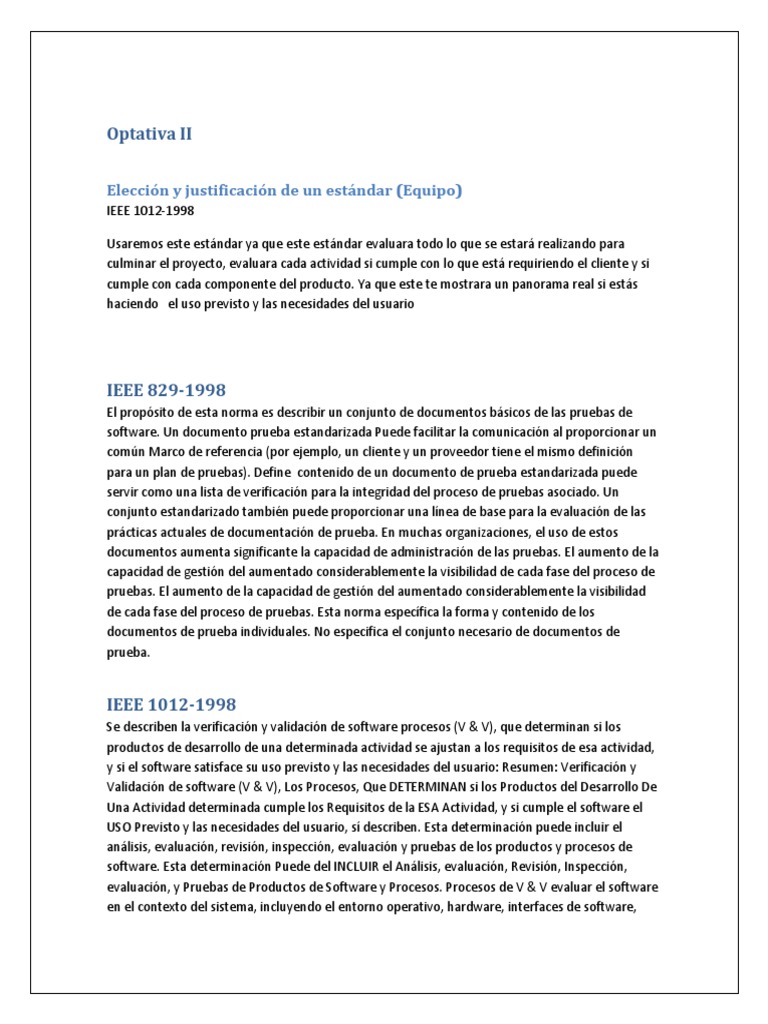 Ieee 829 | PDF | Usuario (informática) | Software