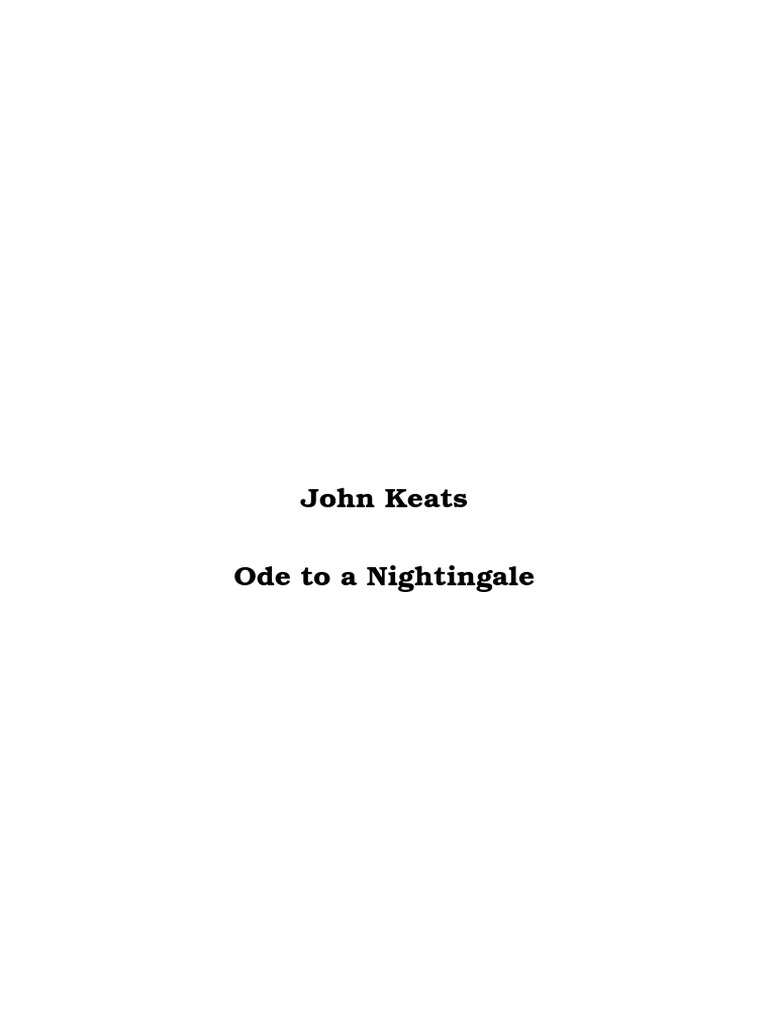 John Keats - Ode To A Nightingale | PDF | Poetry