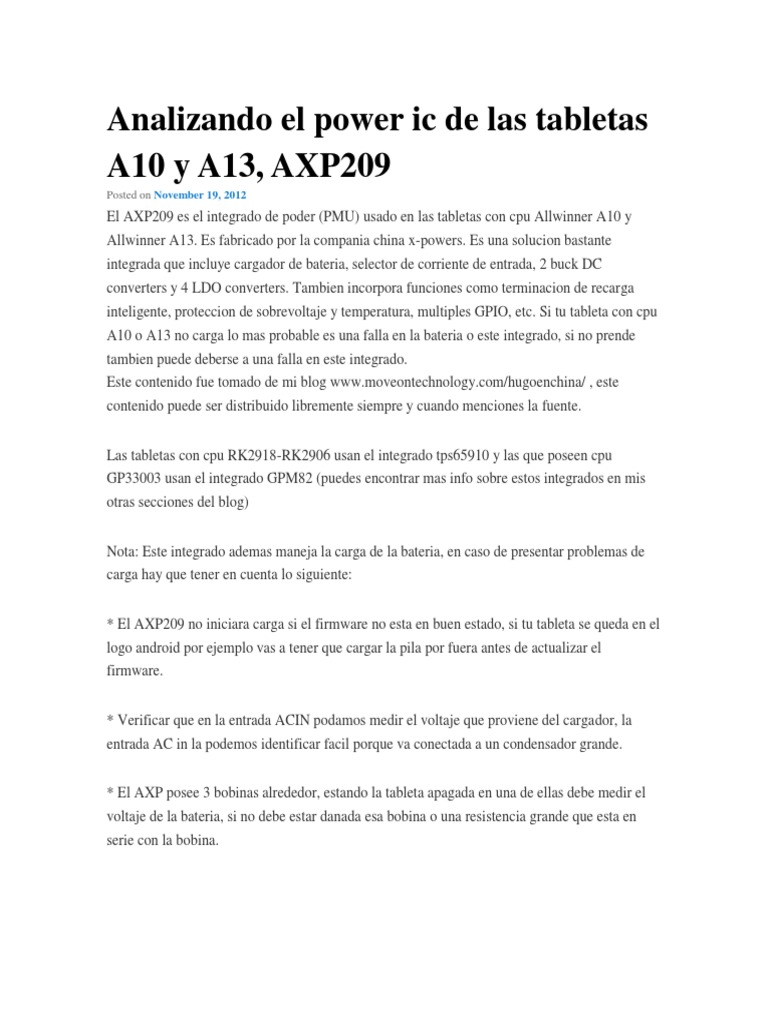 Ic AXP209 | PDF | Batería (electricidad) | Unidad Central de procesamiento