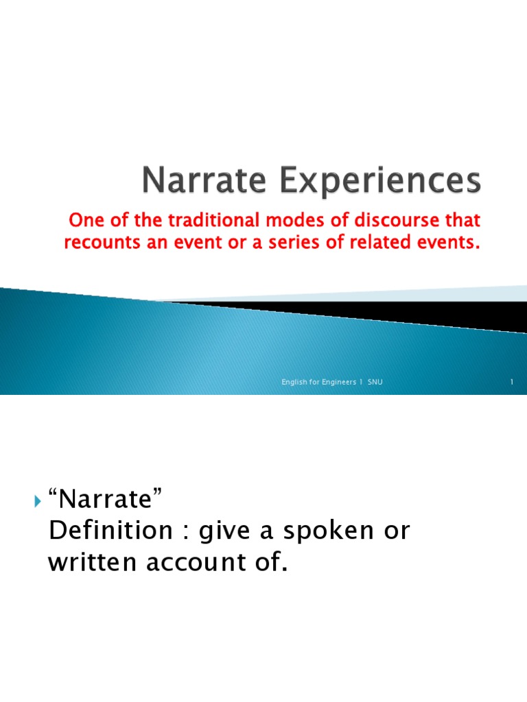 Narrate Experiences | Narrative | Essays