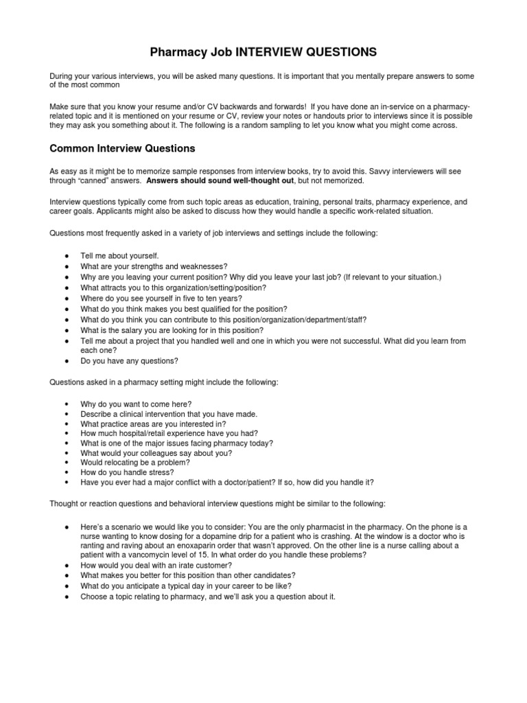 Pharmacy Interview Prep Guide | PDF | Residency (Medicine) | Pharmacy