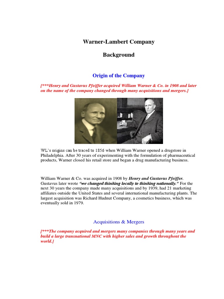Warner Lambert | PDF | Over The Counter Drug | Pharmaceutical Drug