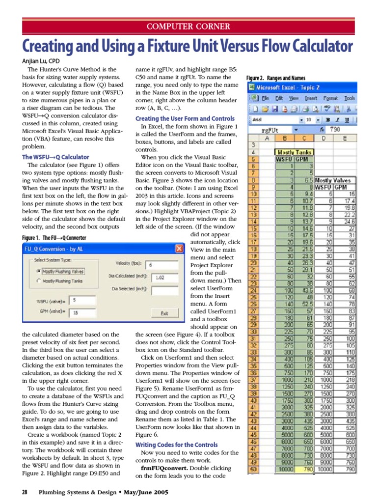 WSFU to Flow Calculator in Excel | PDF | Microsoft Excel | Icon (Computing)