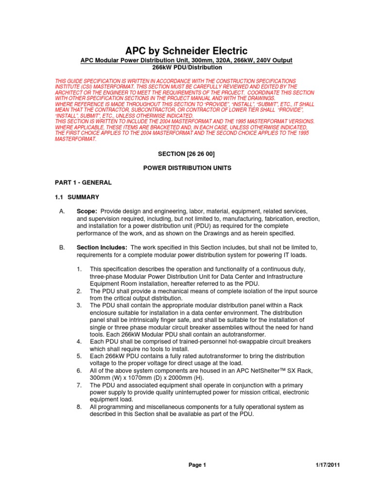 APC Power Distribution Units | PDF | Specification (Technical Standard ...