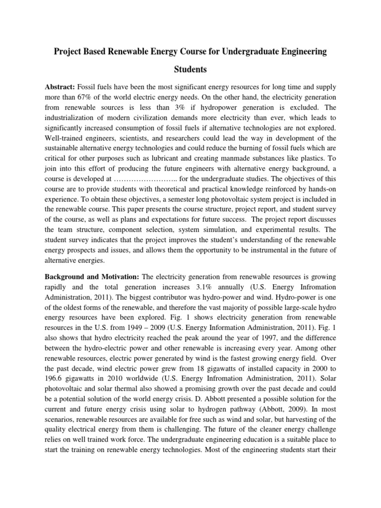Undergraduate Renewable Energy Course Project | PDF | Power Inverter ...