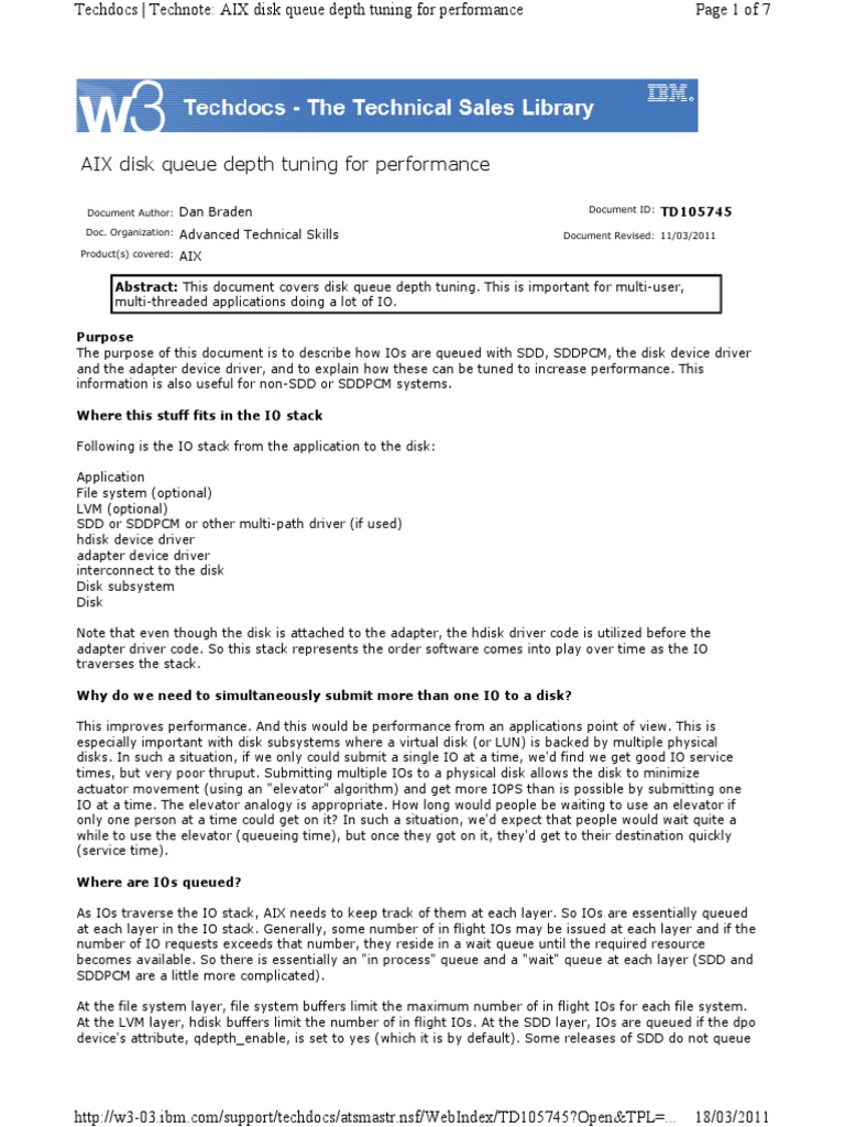 AIX Disk Queue Depth Tuning | PDF | Cache (Computing) | File System
