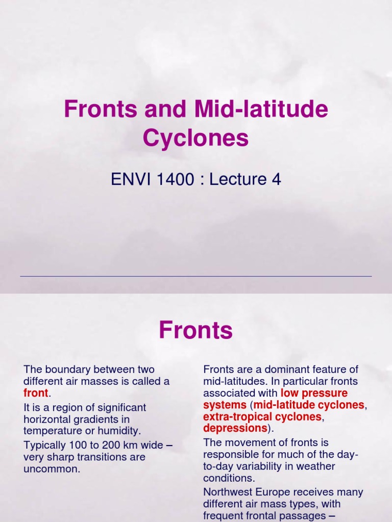 04 Fronts and Mid Latitude Cyclones | PDF | Cyclone | Atmospheric ...