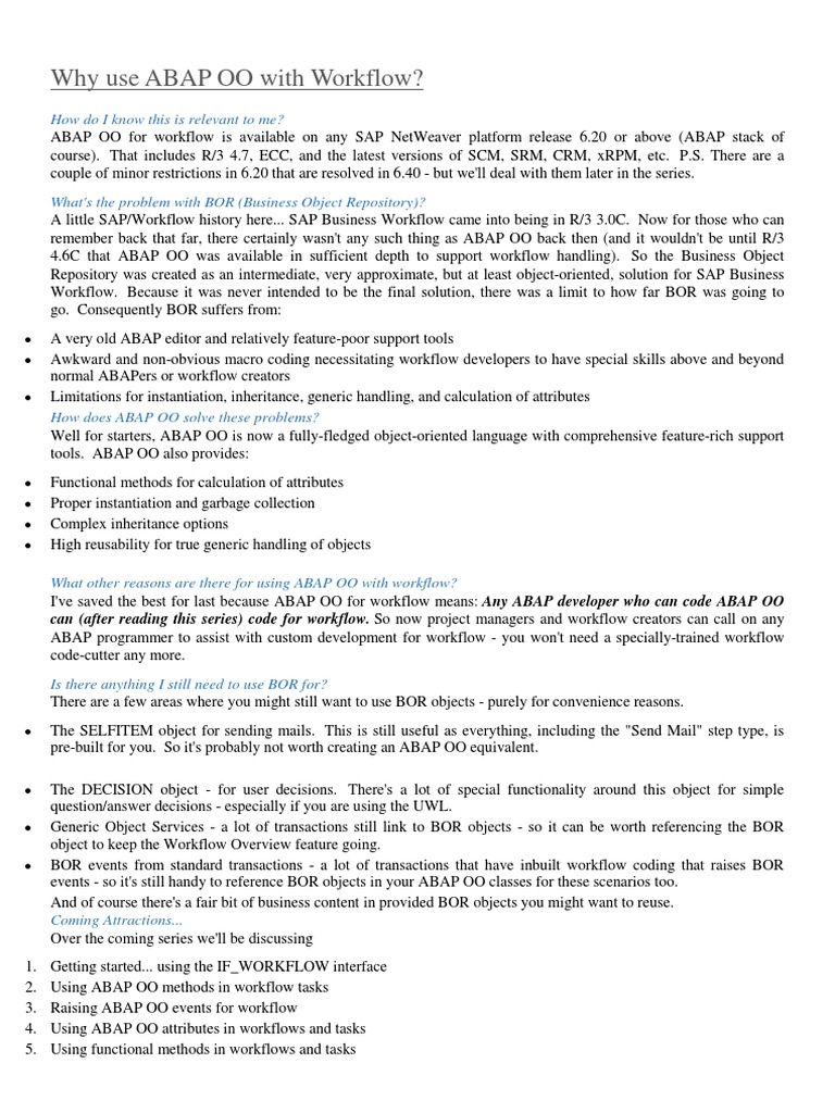 Getting Started With ABAP OO For Workflow | Download Free PDF | Method (Computer Programming ...