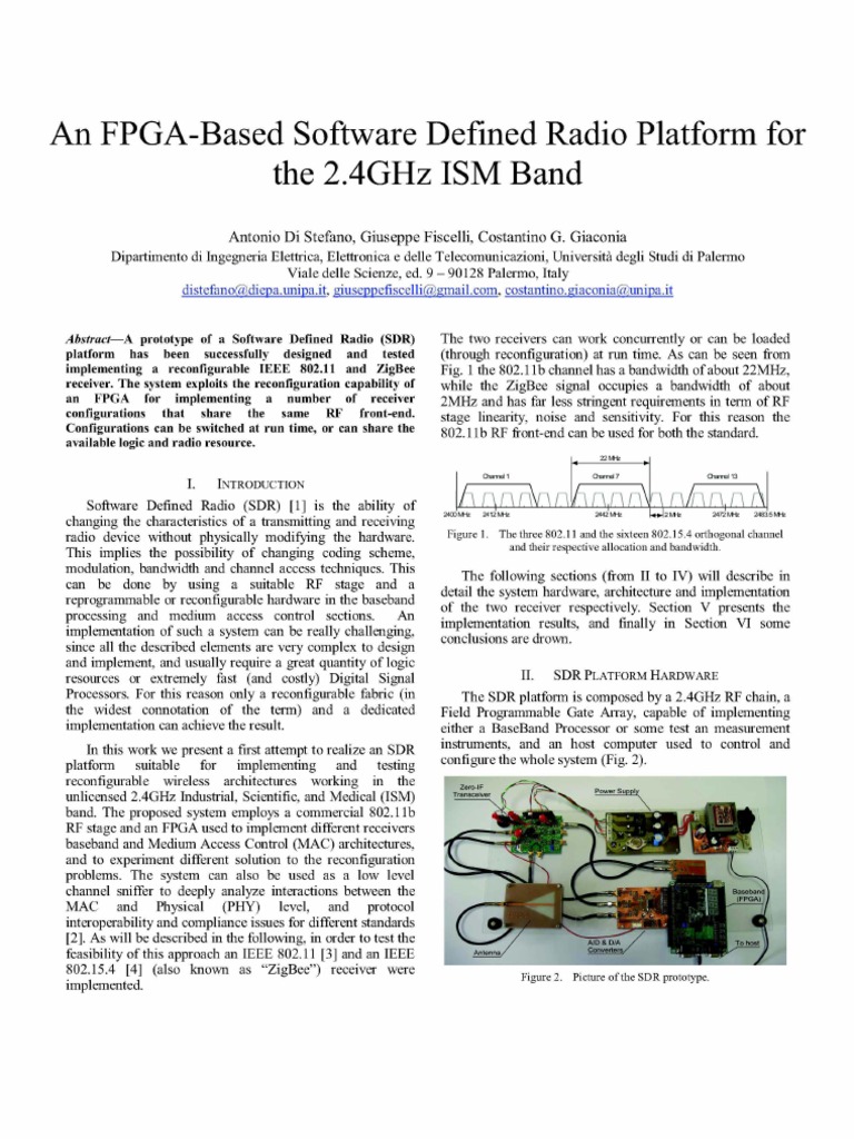 An Fpga Based Software Defined Radio Platform For The 24ghz Ism Band Pdf Software Defined