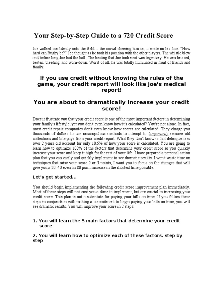 Your Steps To A 720 Credit Score | PDF | Credit Card | Credit History