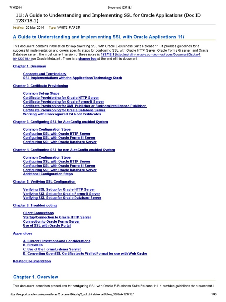 SSL in Oracle Apps 11i | PDF | Transport Layer Security | Public Key ...