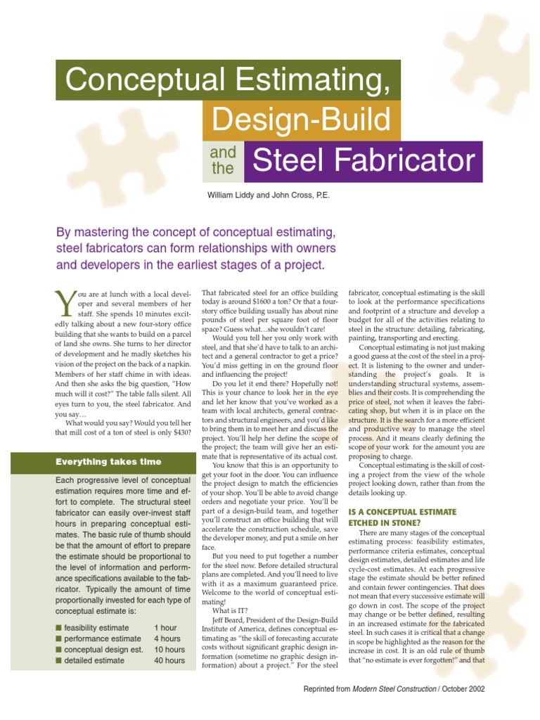 Conceptual Estimating for Steel Fabricators | PDF | Prototype | General ...