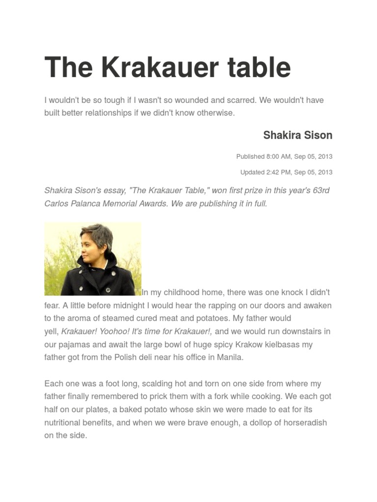 The Krakauer Table: Shakira Sison | PDF | Foods