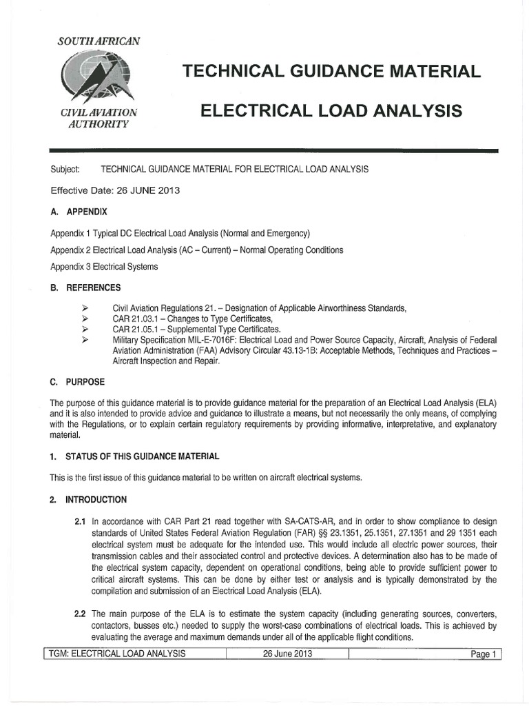 Electrical Load Analysis Aviation | PDF