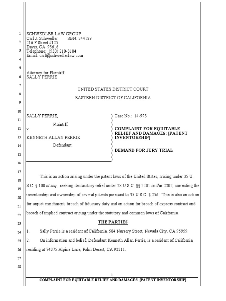 Perrie v. Perrie | PDF | Declaratory Judgment | Patent