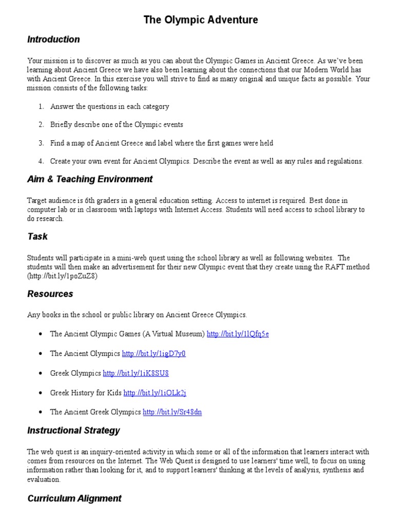 The Olympic Adventure Teaching Guide | PDF