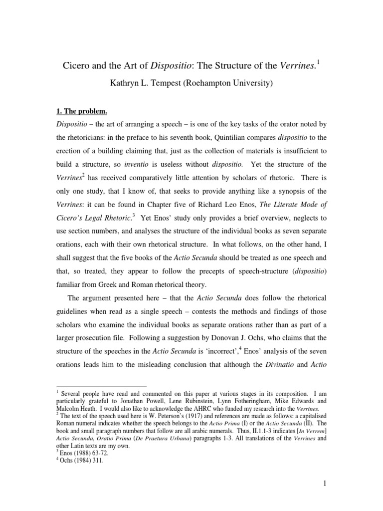 Cicero and The Art of Dispositio PDF | PDF | Rhetoric | Cicero