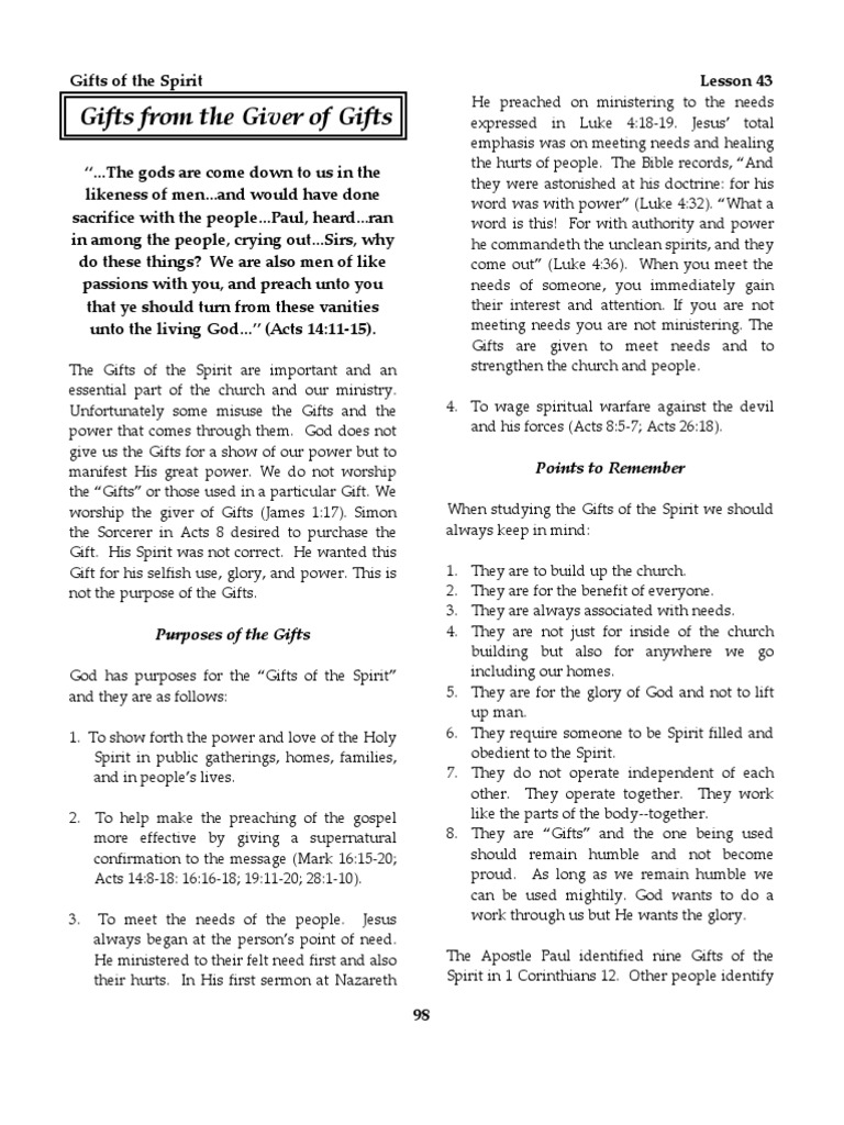 Understanding Spiritual Gifts | PDF | Spiritual Gift | Ancient ...