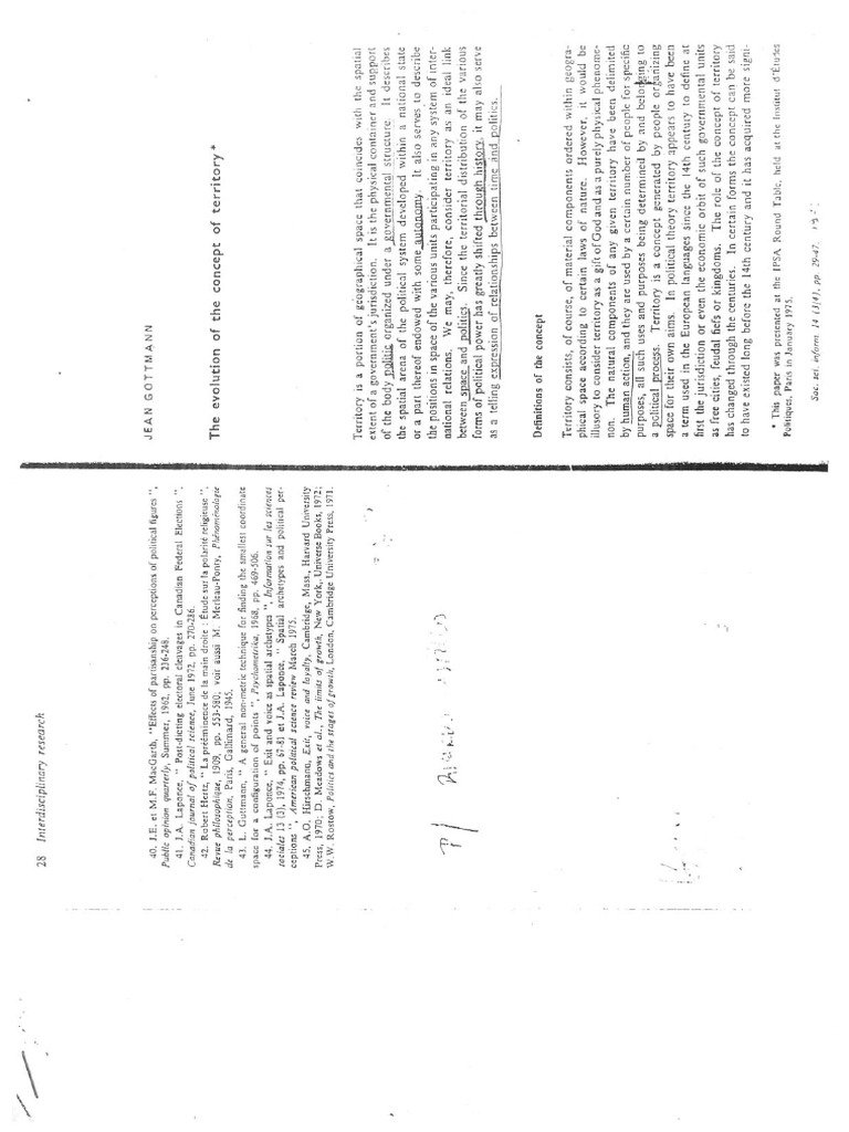 Gottmann Jean. The Evolution of The Concept of Territory | PDF