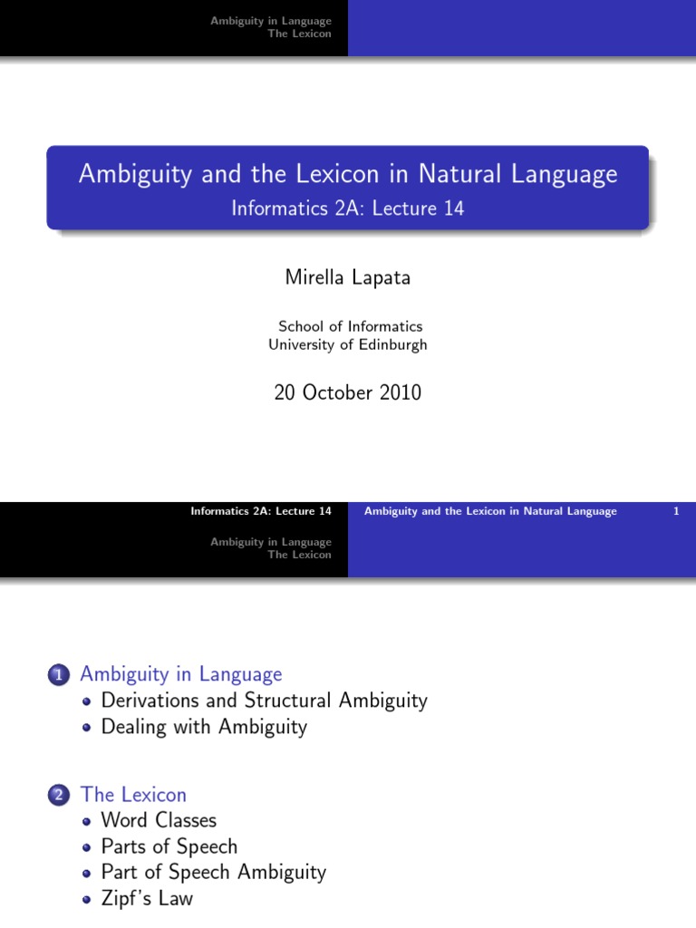 Headline Ambiguity | PDF | Part Of Speech | Word