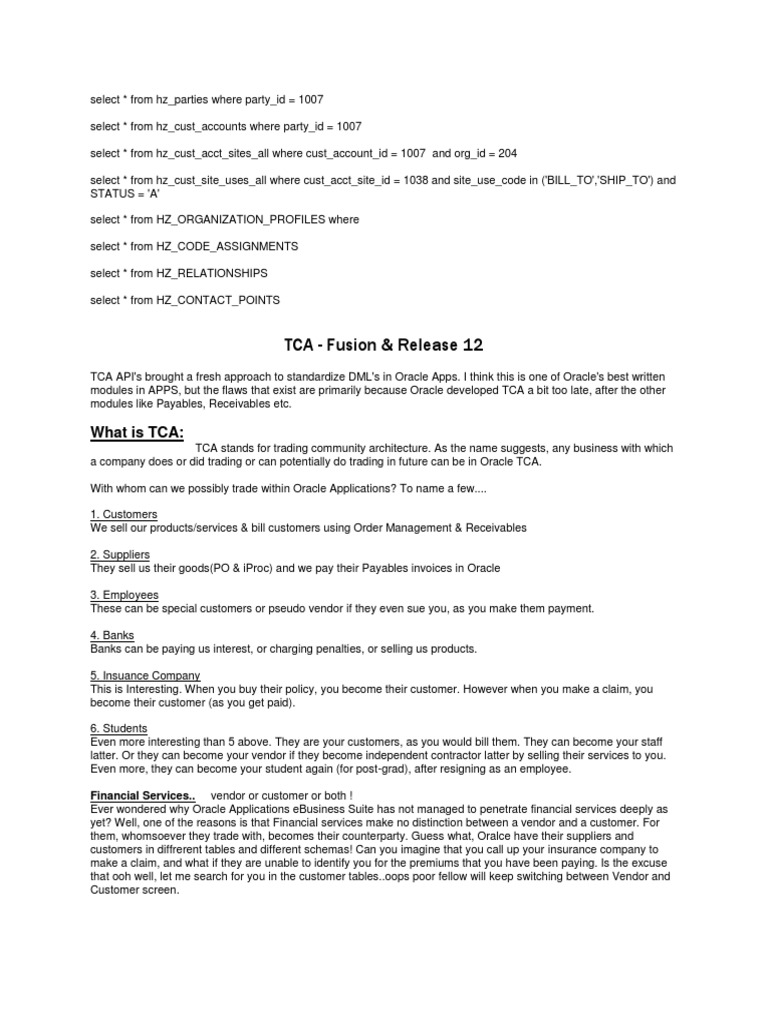 TCA - Fusion & Release 12 | PDF | Invoice | Banks